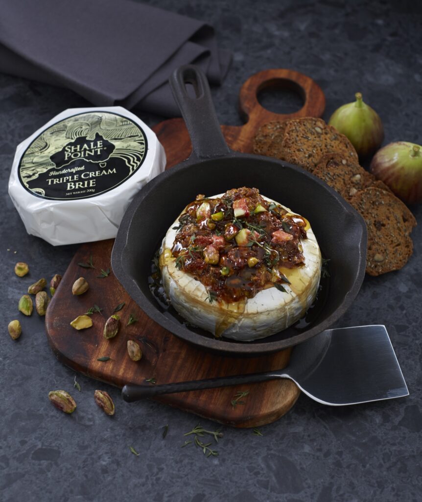 BAKED TRIPLE CREAM BRIE WITH FIG & PISTACHIO | Shale Point